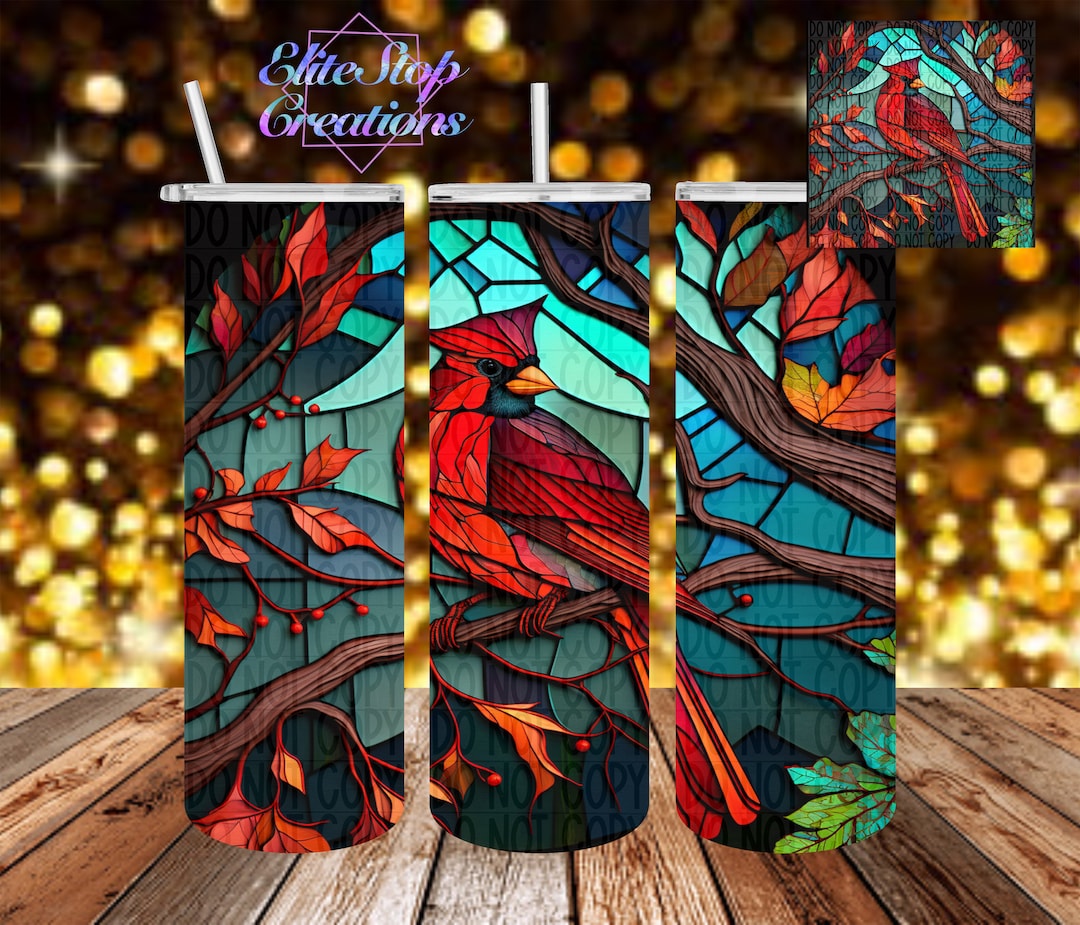 Digital Tumbler Transfers | Stained Glass | Cardinal - Etsy