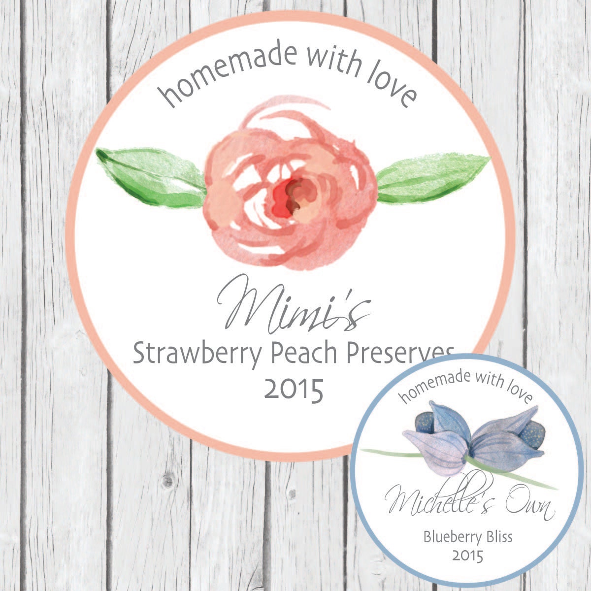 Personalized Vintage Mason Jar Stickers Watercolor Flowers - Etsy