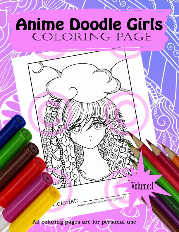 Rain Sad Crying Face Anime Manga Zendoodle Tangle Coloring | Etsy
