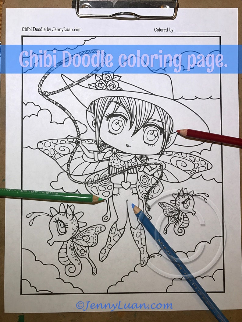 Chibi Doodle Cowgirl Rodeo Fairies Anime Manga Coloring Page - Etsy