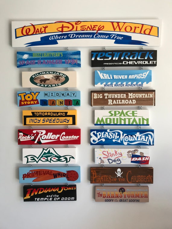 Hand Painted Disney Sign Xl in Width With 2 Rows of Signs | Etsy