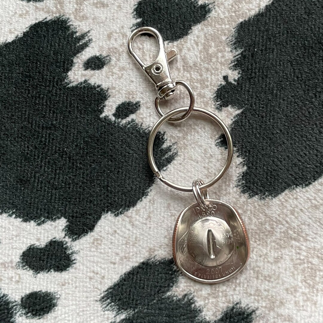 Cowboy Hat Quarter Keychain – Western Keychain Gift – Upcycled Coin ...