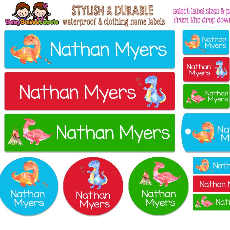 Dinosaur Labels - Etsy