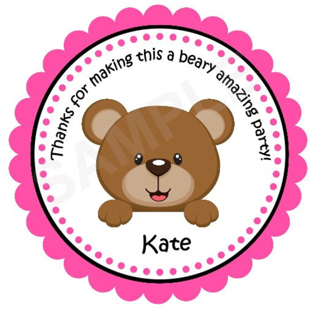 Teddy Bear Party Stickers Bear Birthday Stickers Personalized Stickers ...