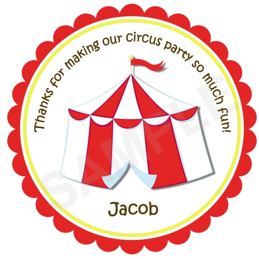Circus Party Stickers Personalized Birthday Stickers Party Favor ...
