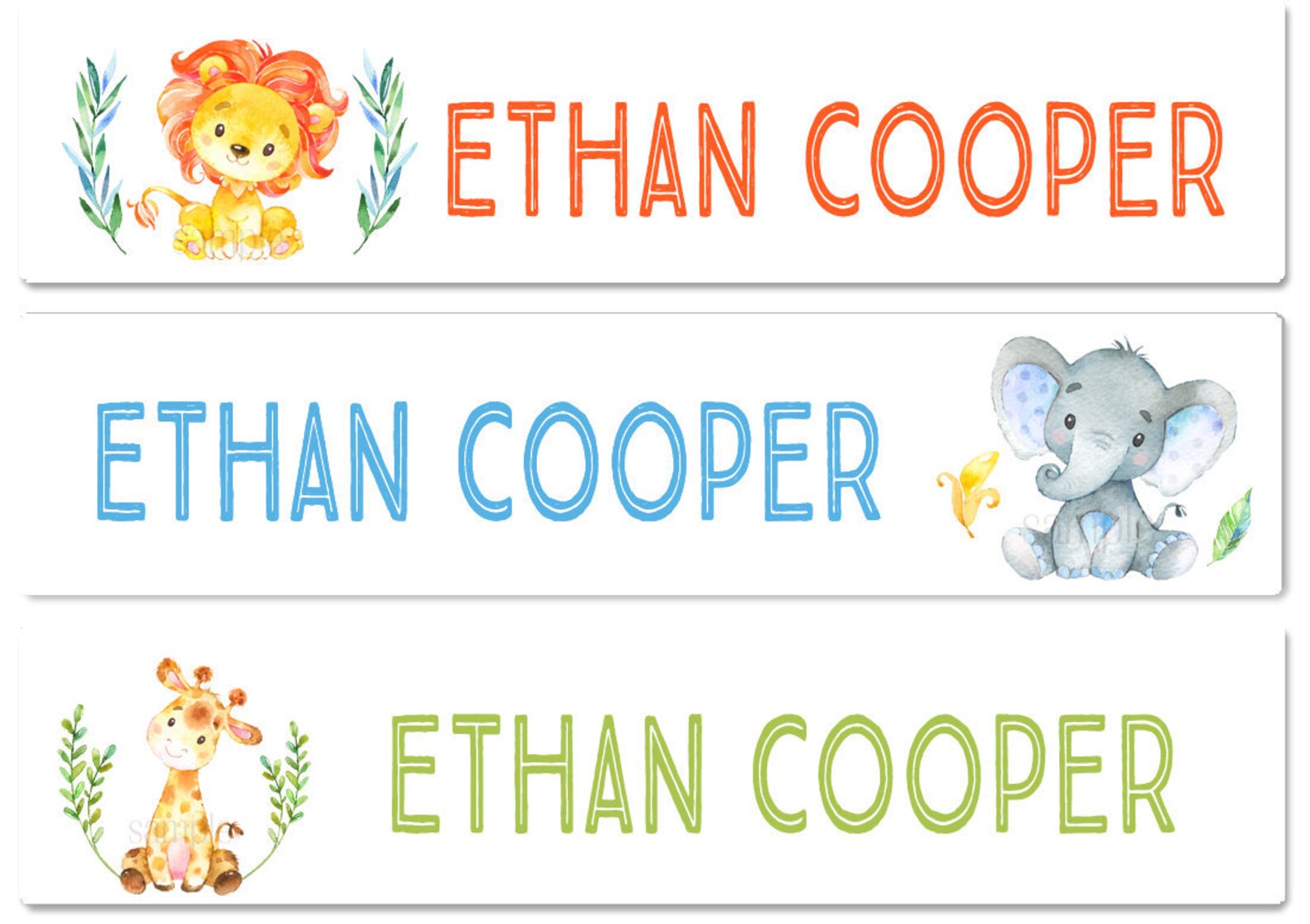 Jungle Animals Waterproof Name Labels Lion Label Elephant Giraffe ...