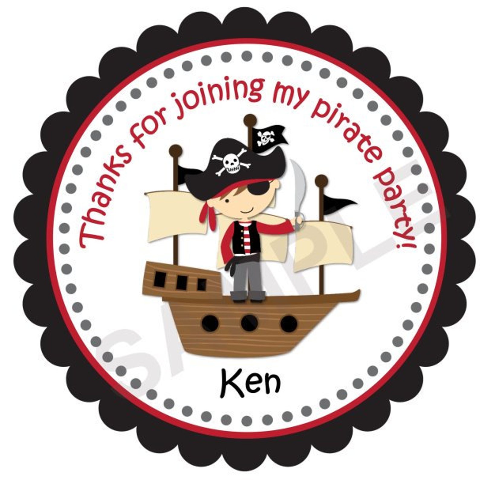 Pirate Ship Stickers Pirate Birthday Stickers Pirate Party Favor ...