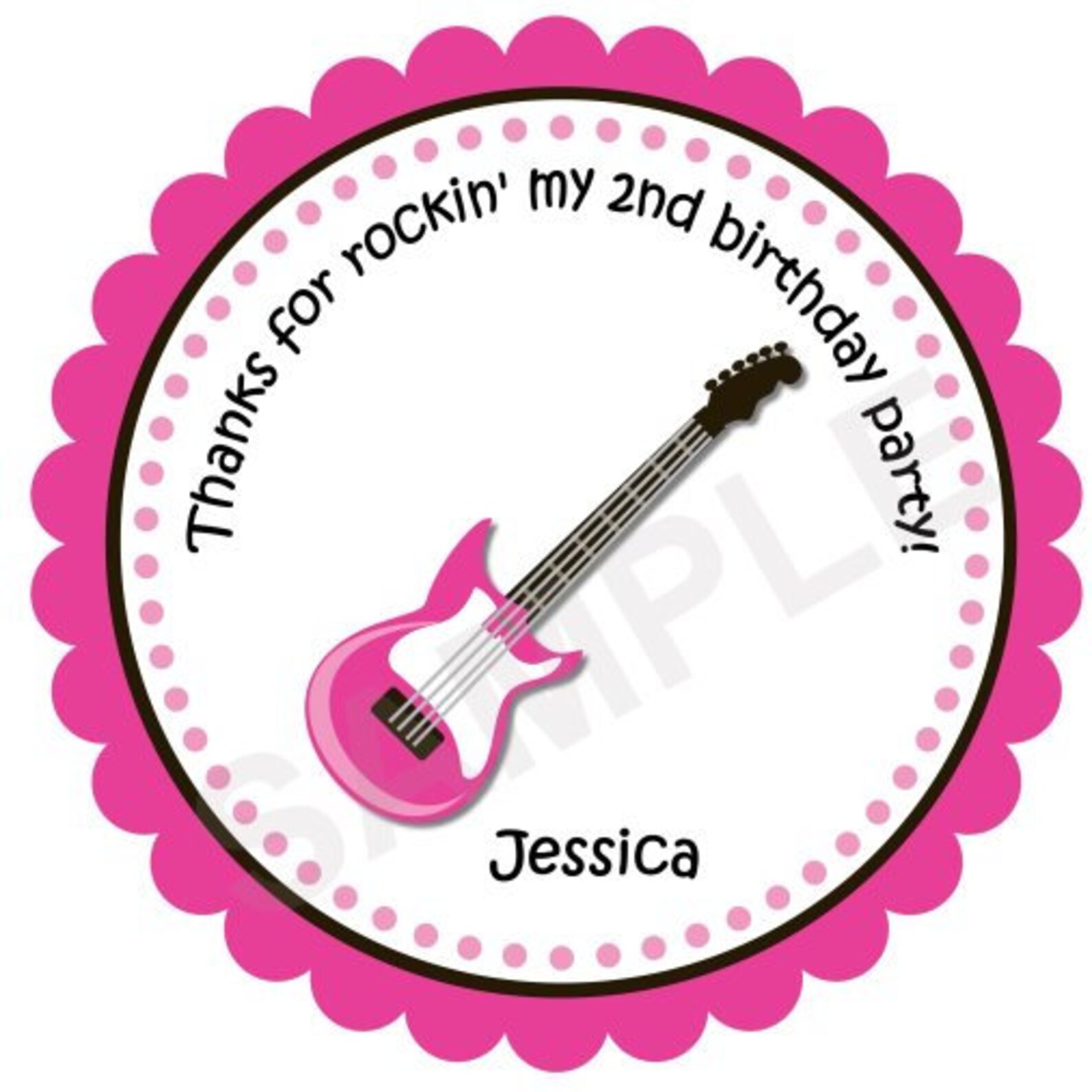 Rock Star Stickers Guitar Party Stickers Personalized Birthday - Etsy