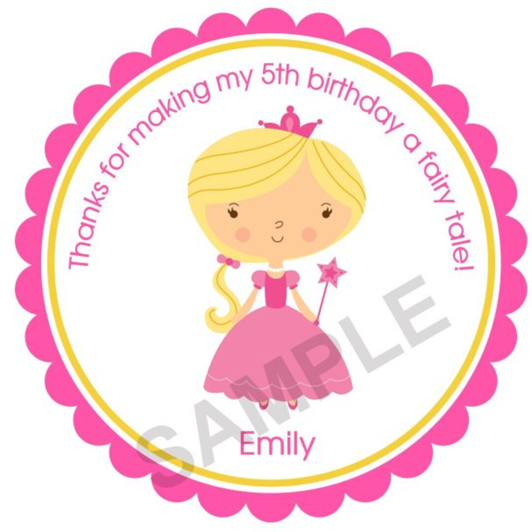 Princess Personalized Birthday Stickers Party Favor Stickers Kids ...