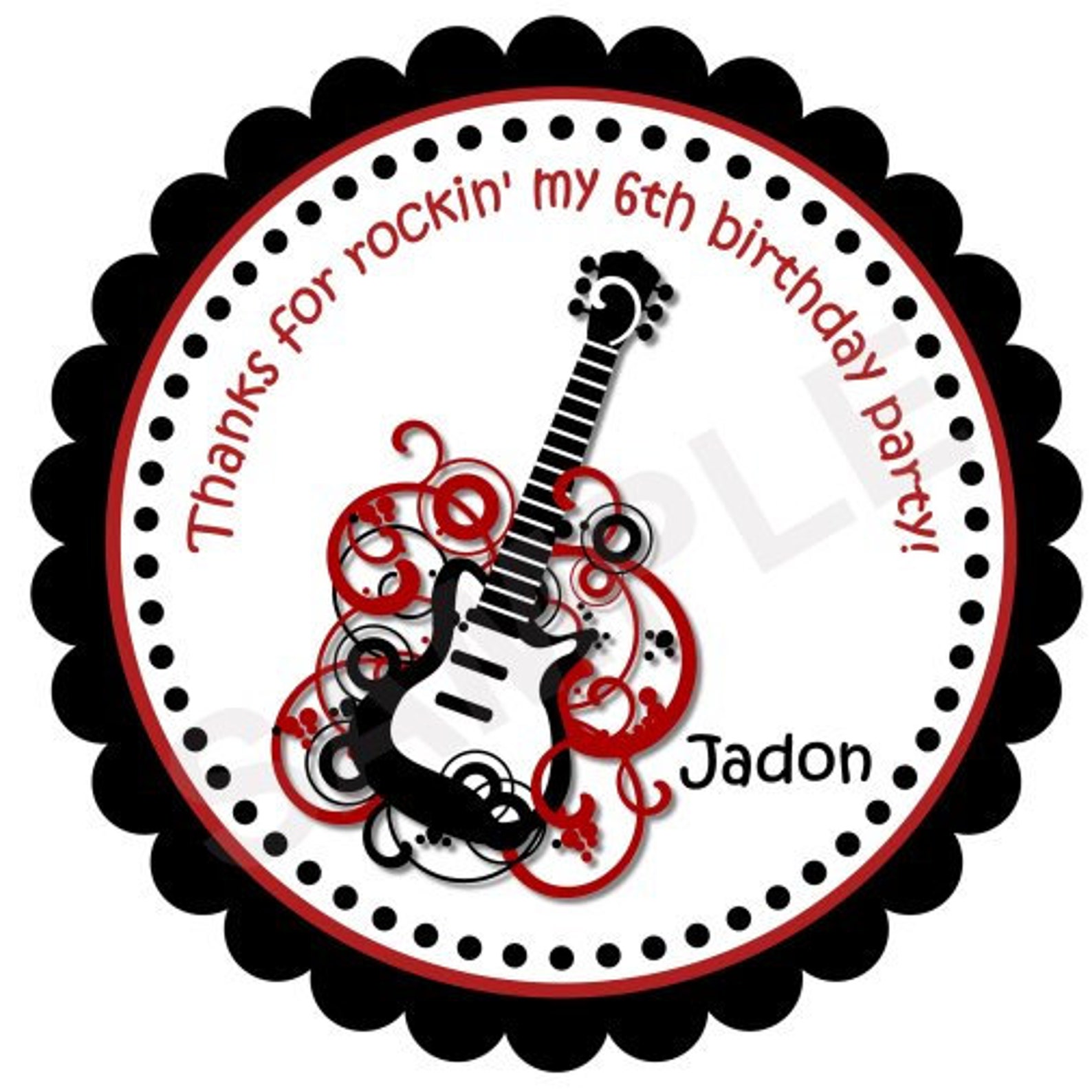 Rock Star Stickers Guitar Party Stickers Personalized Birthday Stickers ...