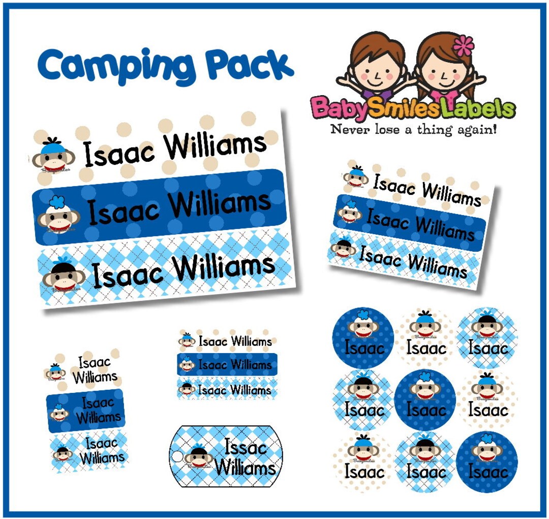Camp Pack - Personalized Waterproof Labels Shoe Labels Clothing Tag ...