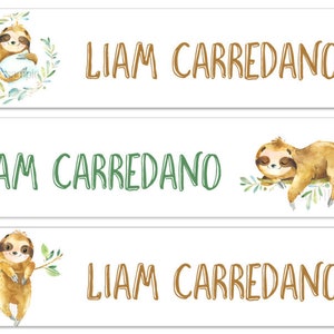 Sloth Waterproof Name Labels Kids Labels Daycare Labels Bottle Labels ...