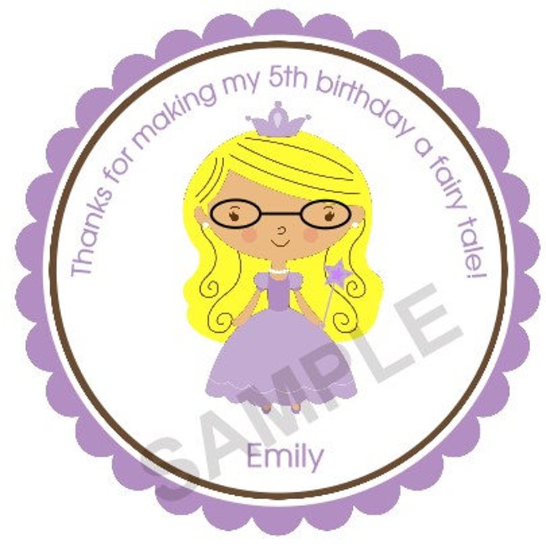 Princess Personalized Birthday Stickers Party Favor Stickers - Etsy