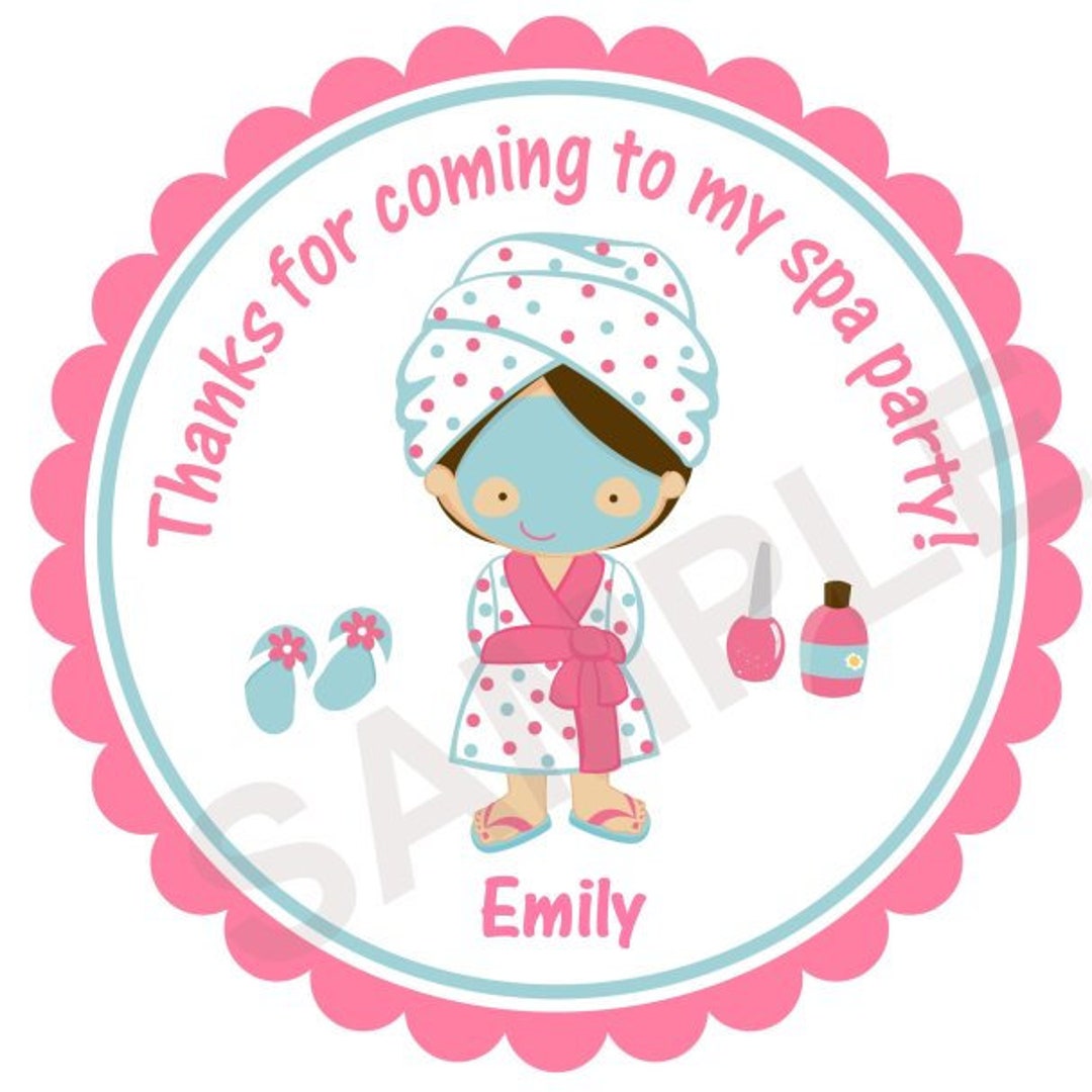 Spa Party Stickers Personalized Birthday Stickers Spa Birthday Party ...