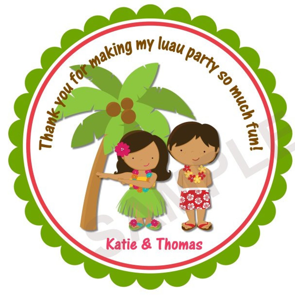 Luau Party Personalized Birthday Stickers Party Favor Stickers - Etsy