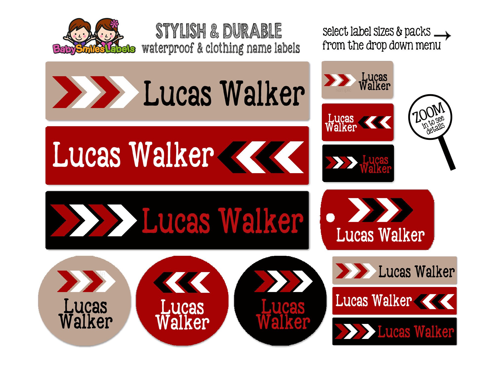 Tribal Arrow Waterproof Name Labels Kids Labels Daycare Name Labels ...