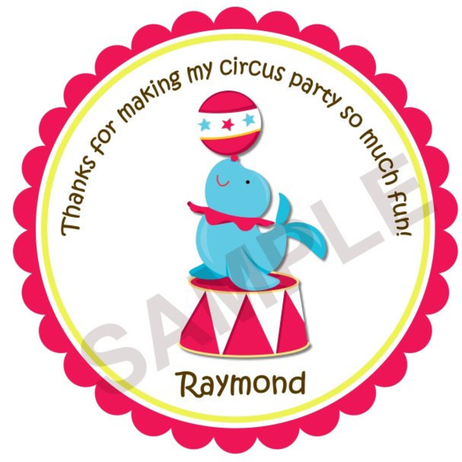 Circus Party Stickers Personalized Birthday Stickers Party | Etsy