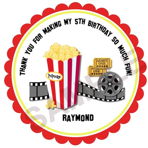 Movie Party Stickers Birthday Party Stickers Personalized | Etsy