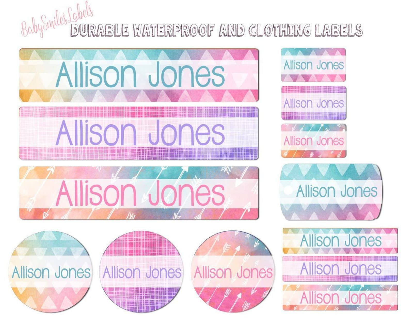 Girl Name Labels Waterproof Labels Daycare Labels Clothing - Etsy