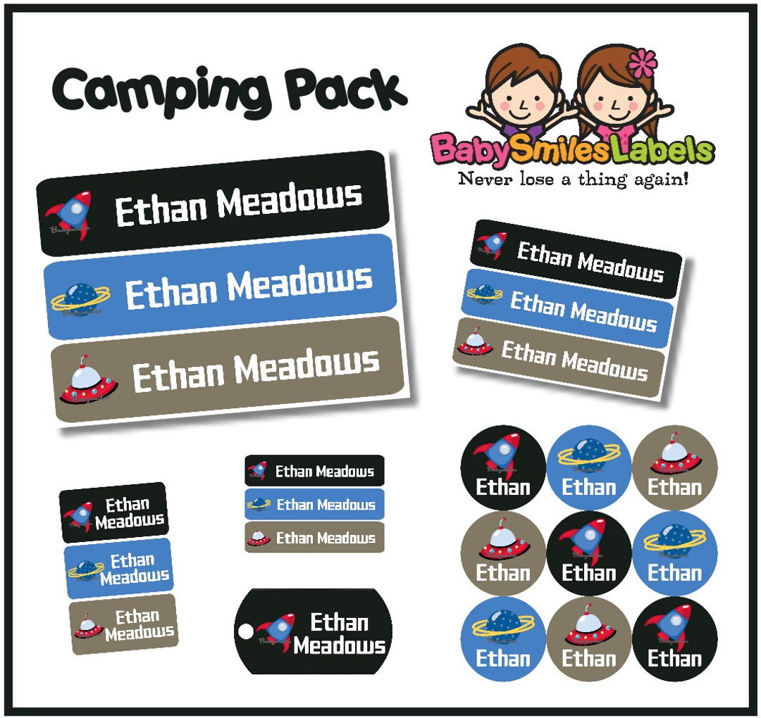 Camp Pack - Personalized Waterproof Labels Shoe Labels Clothing Tag ...