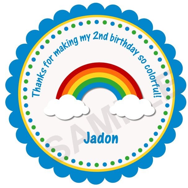 Colorful Rainbow Birthday Stickers Rainbow Stickers Personalized ...