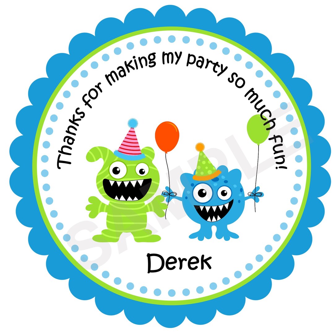 Monster Birthday Stickers Monster Stickers Personalized Birthday ...