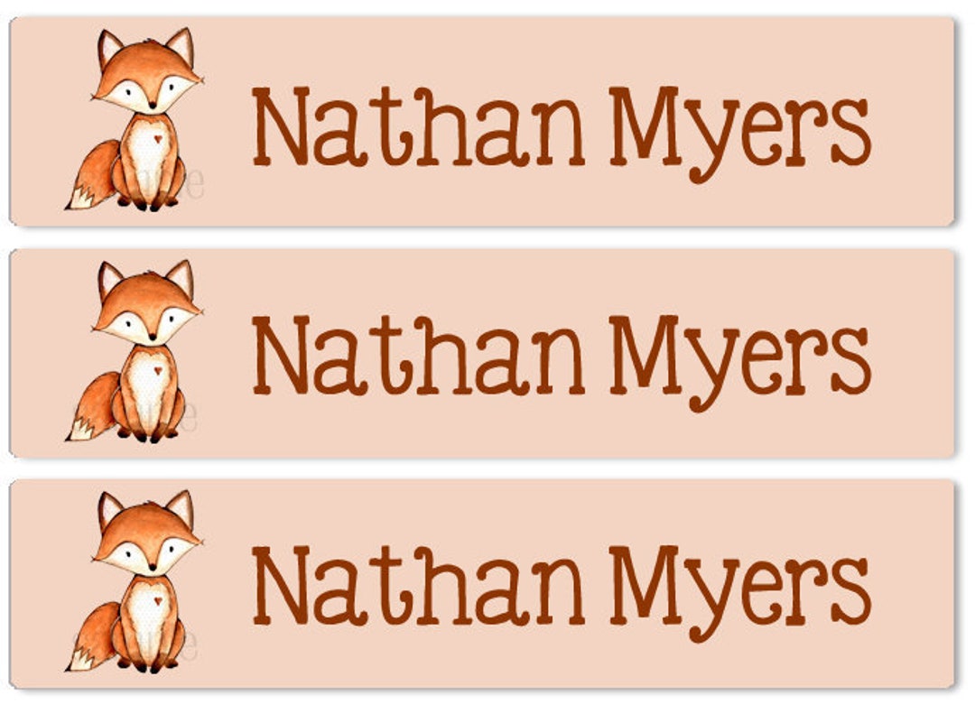 Fox Personalized Waterproof Labels Waterproof Stickers Name Label ...