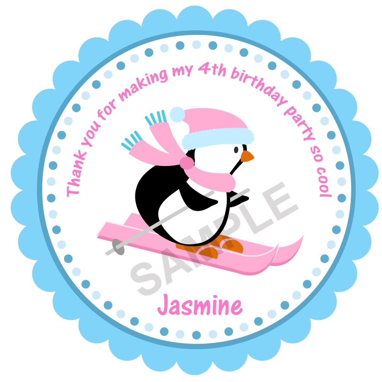 Penguin Birthday Party Stickers Personalized Party Stickers Favor ...