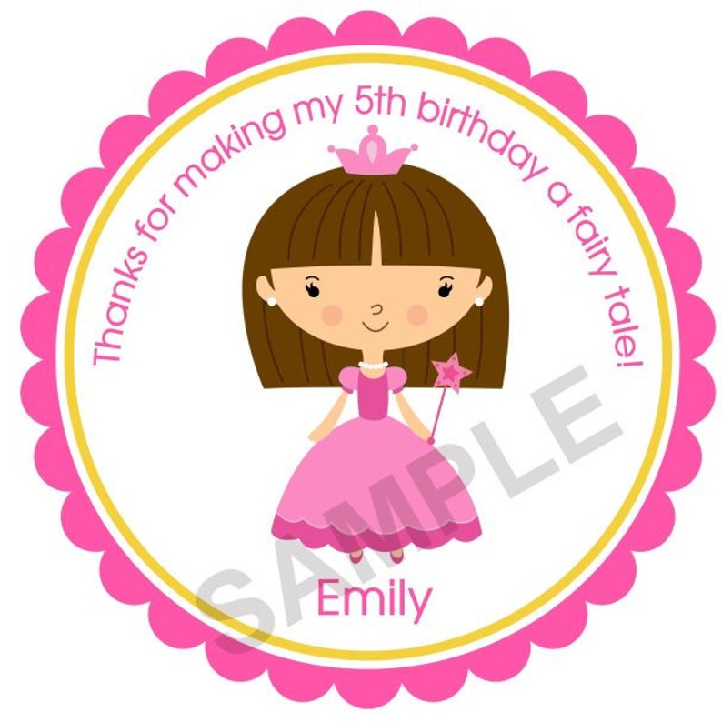 Princess Personalized Birthday Stickers Party Favor Stickers - Etsy