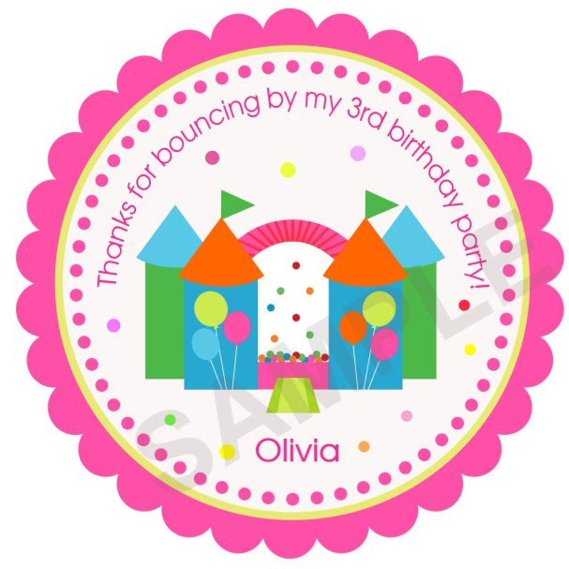 Bounce House Personalized Birthday Stickers Party Favor Stickers Kids ...