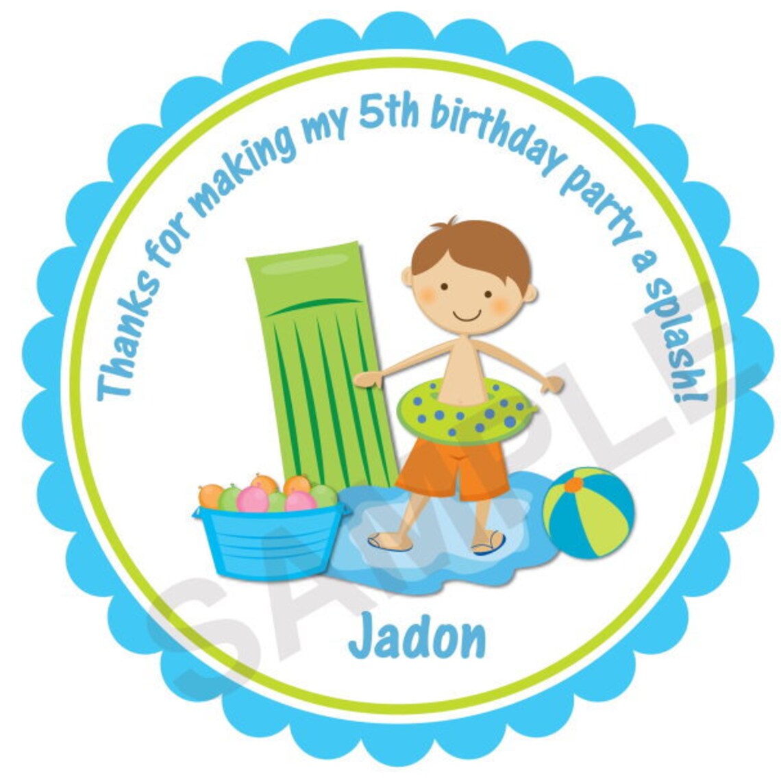 Pool Birthday Party Stickers Personalized Stickers Party Favor - Etsy