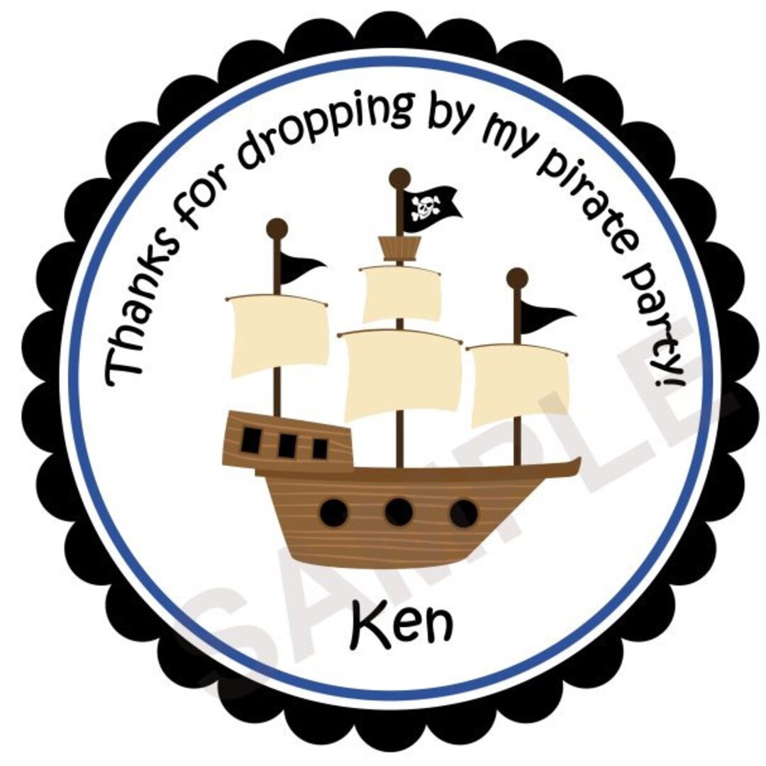 Pirate Ship Stickers Pirate Birthday Stickers Pirate Party Favor ...
