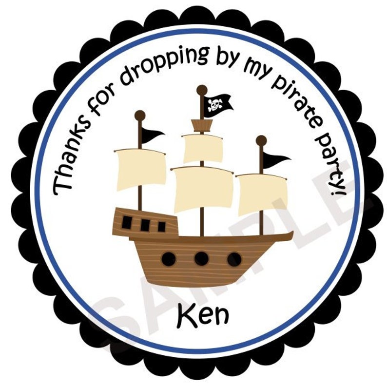 Pirate Ship Stickers Pirate Birthday Stickers Pirate Party Favor ...