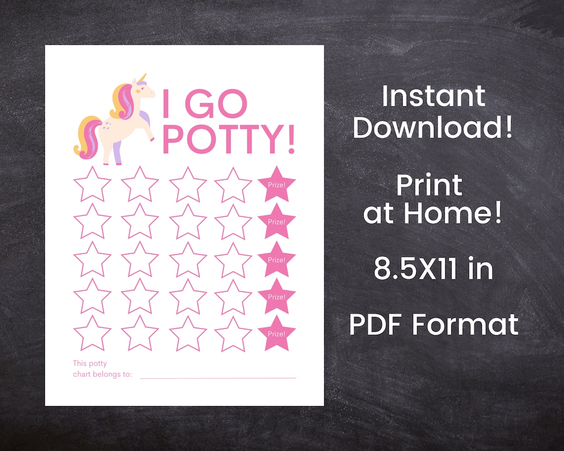Unicorn Potty Training Chart Potty Chart Potty Training Chart for Girls ...