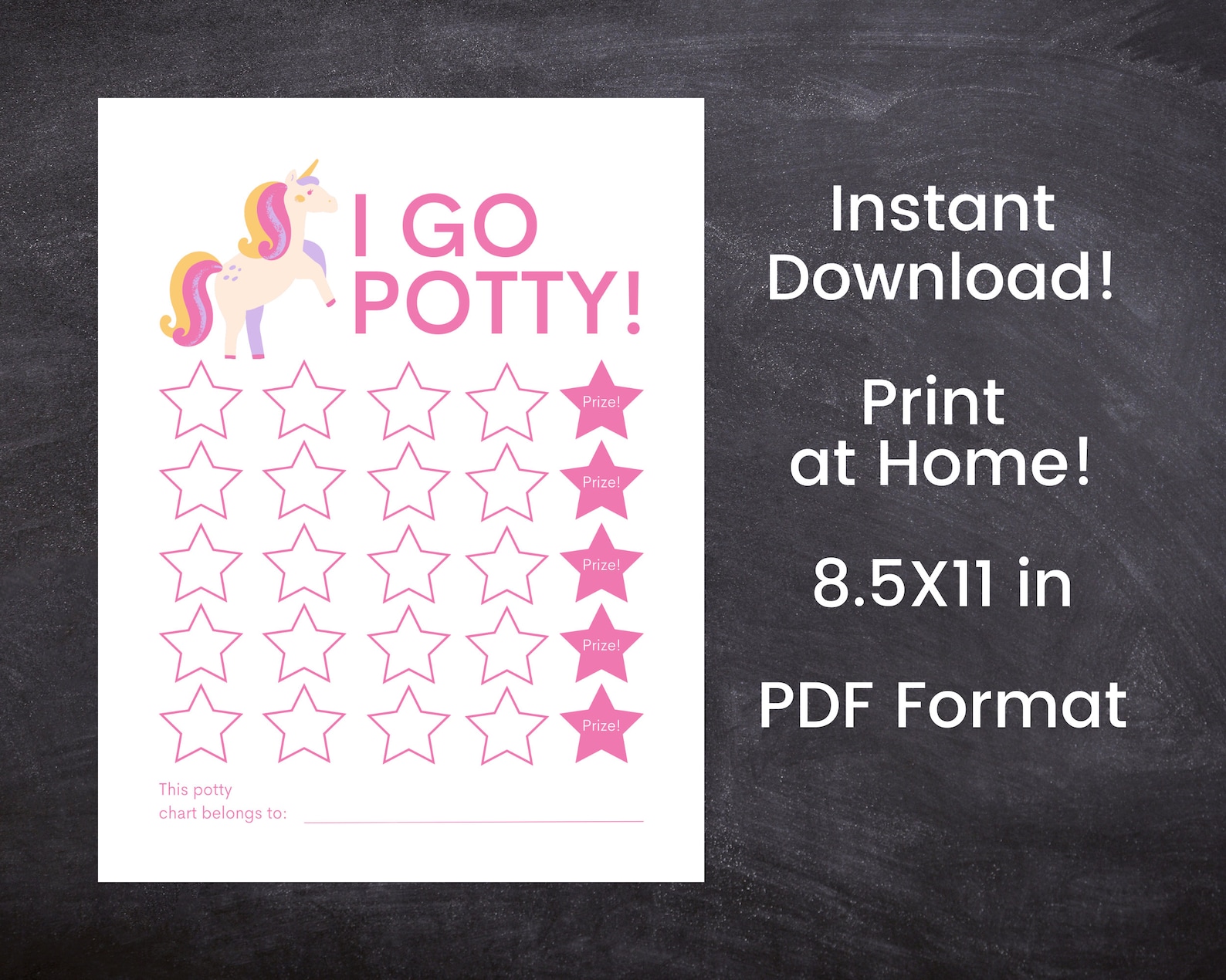 Unicorn Potty Training Chart Potty Chart Potty Training Chart for Girls ...