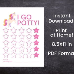 Unicorn Potty Training Chart | Potty Chart | Potty Training Chart for ...