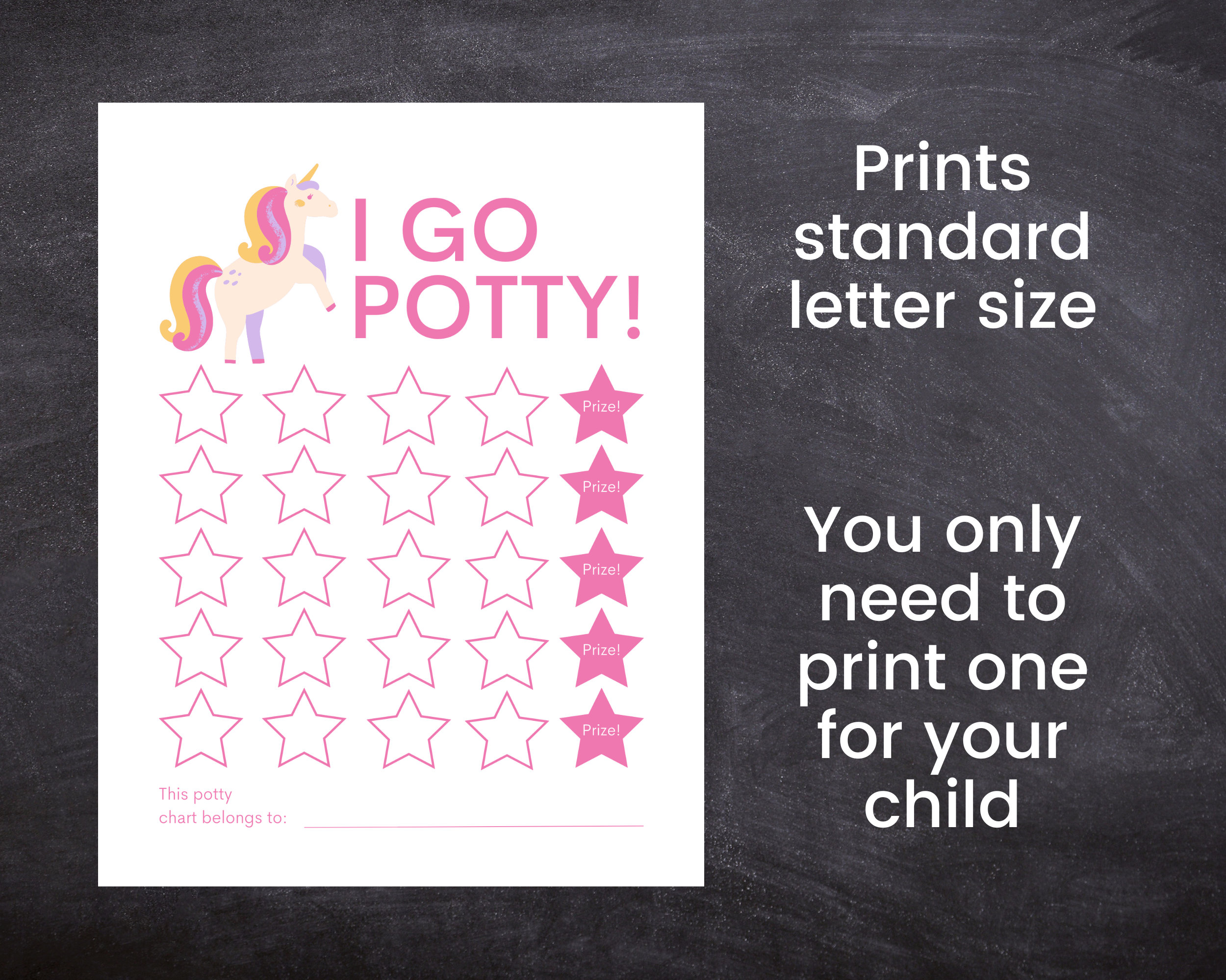 Unicorn Potty Training Chart Potty Chart Potty Training Chart for Girls ...