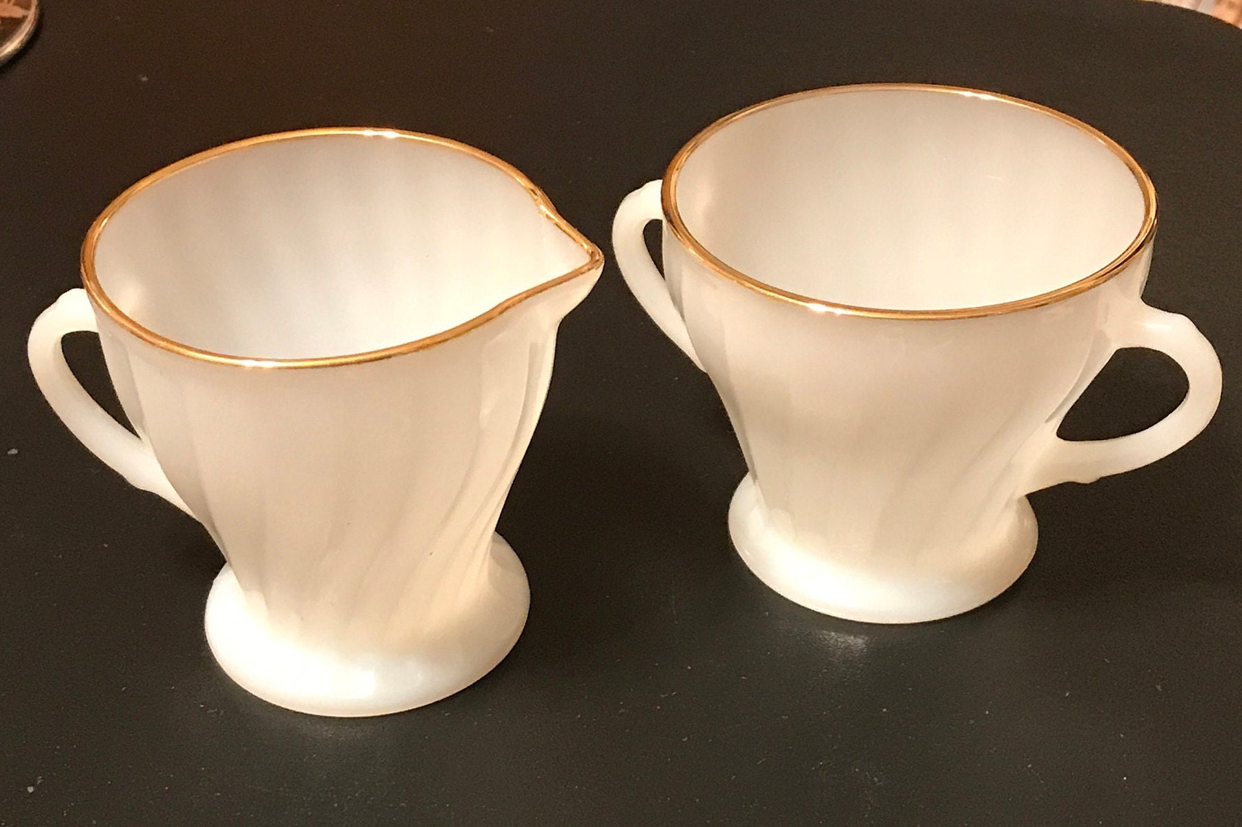 Vintage Anchor Hocking Fire King Shell Pattern Sugar & Cream - Etsy