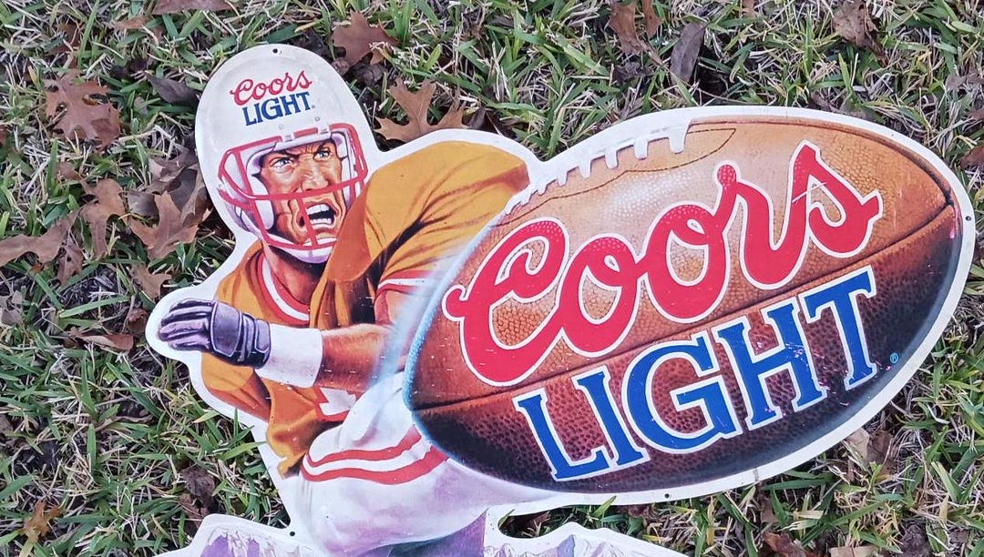 Coors Light Beer Sign Football Player Vintage Sign - Etsy