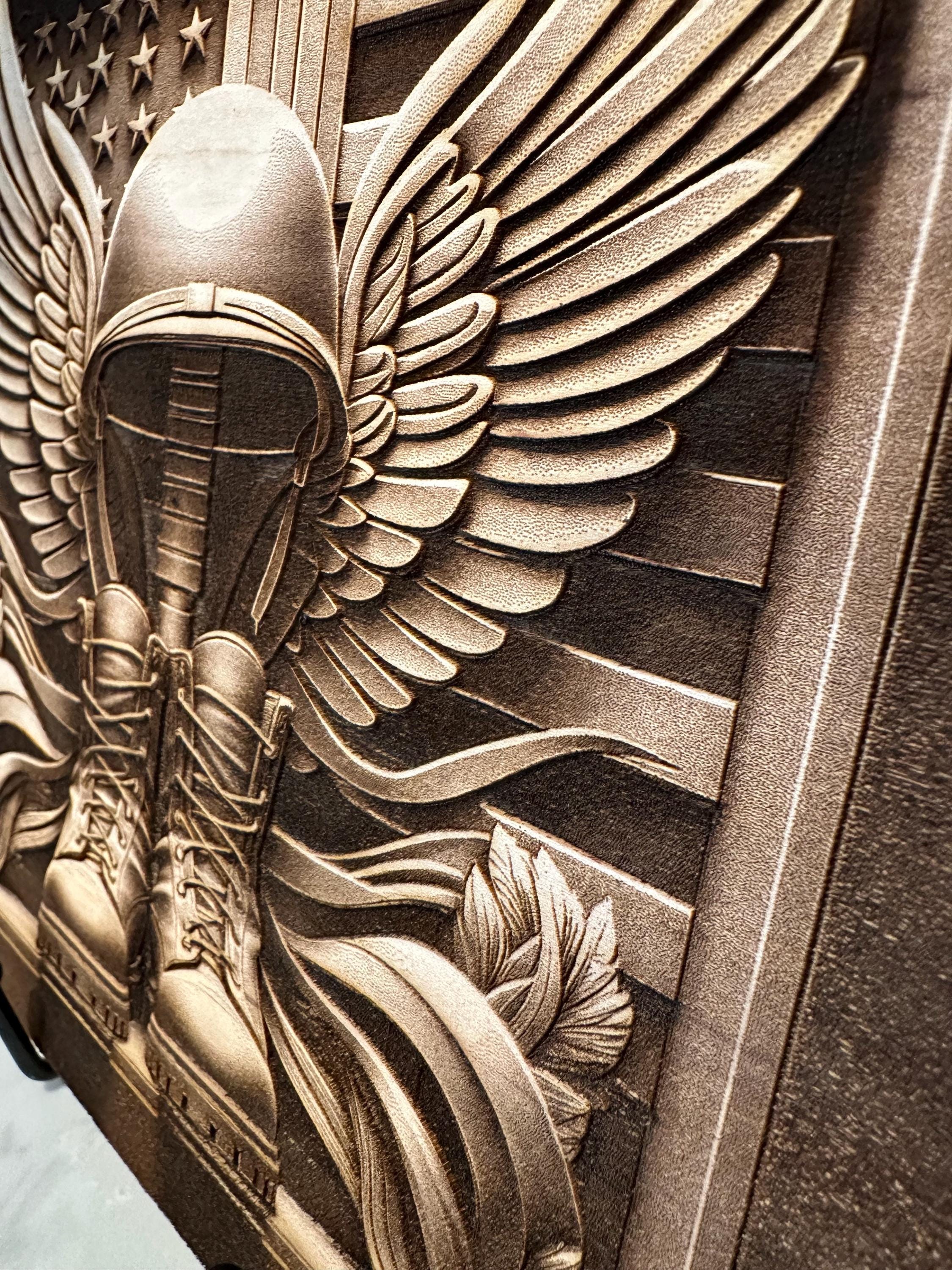 Laser Engraved Fallen Soldier Wooden Tribute: Military Memorial Plaque ...