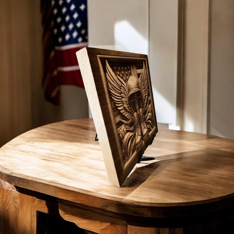Laser Engraved Fallen Soldier Wooden Tribute: Military Memorial Plaque ...