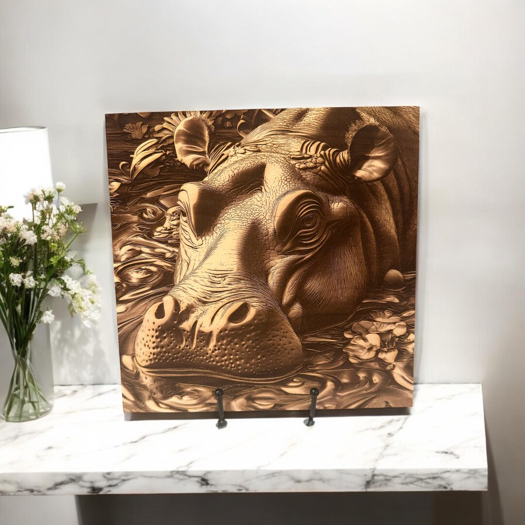 Laser Engraved Wooden Hippo Art/sign/plaque, Home Decor, Animals ...
