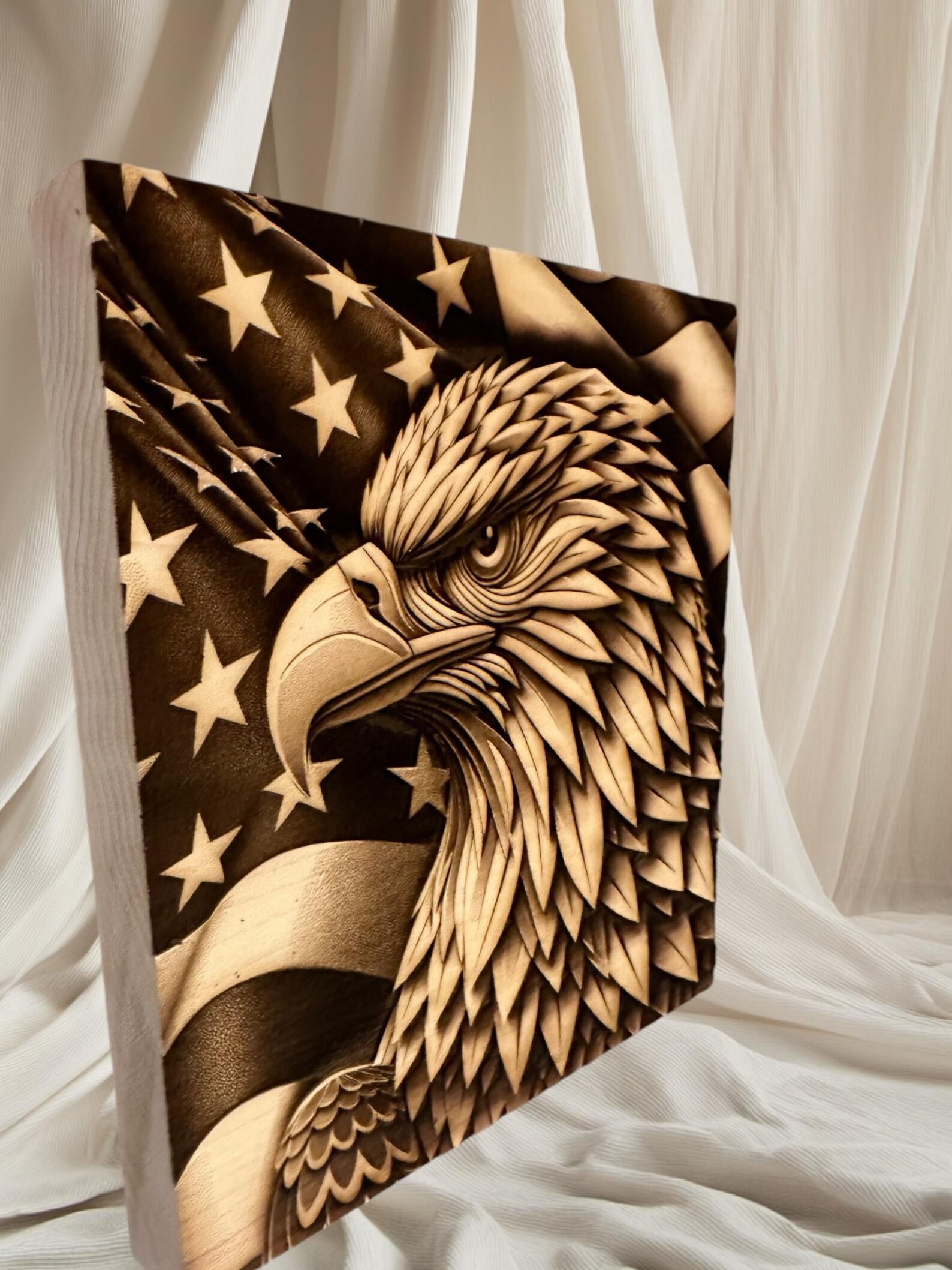 Custom Made Laser Engraved 3D Illusion Wooden Eagle Sign/plaque, Art ...