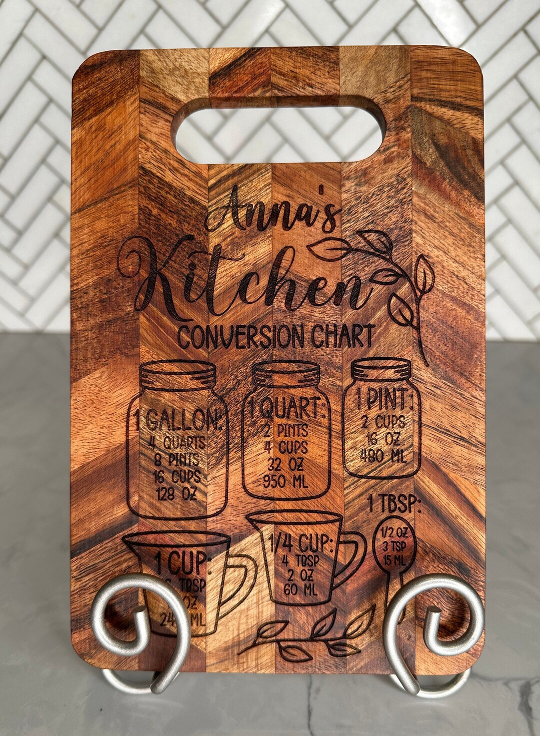 Personalized Kitchen Conversion (measuring) Chart Cutting Board - Etsy