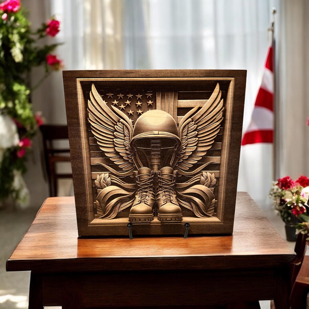 Laser Engraved Fallen Soldier Wooden Tribute: Military Memorial Plaque ...