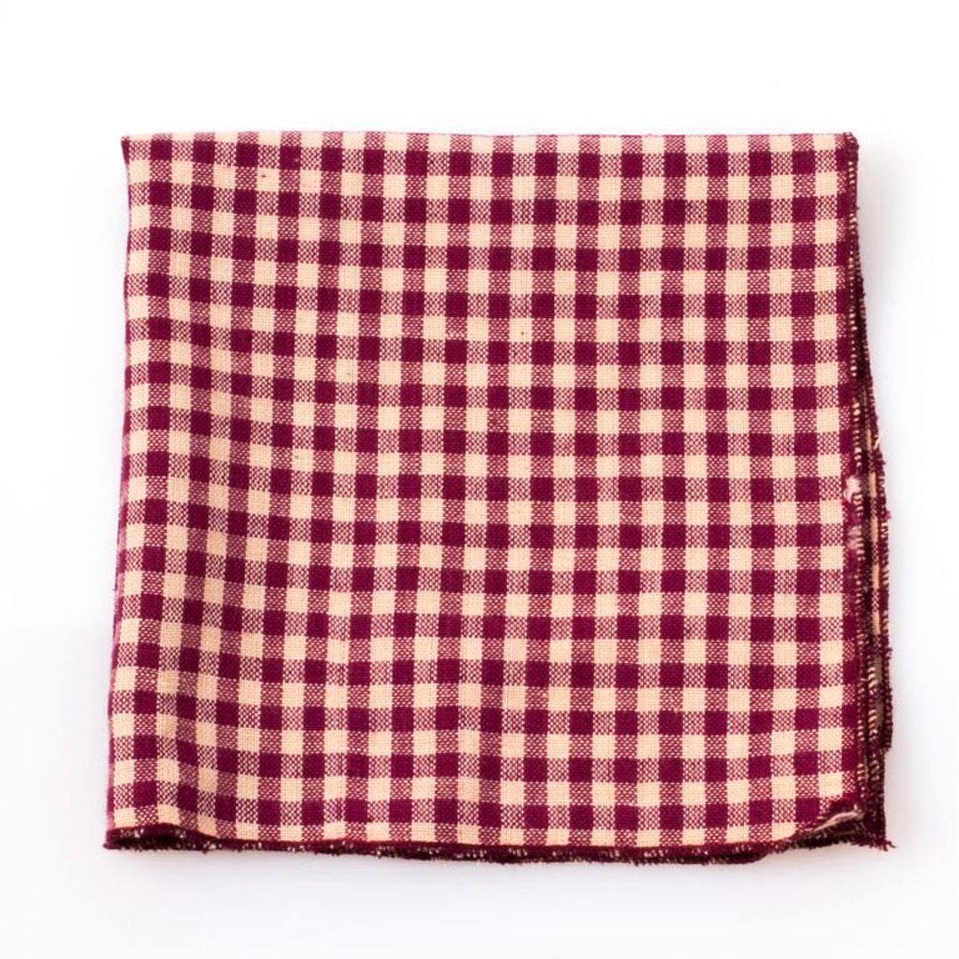 Crimson and Cream Checkered Pocket Square - Etsy