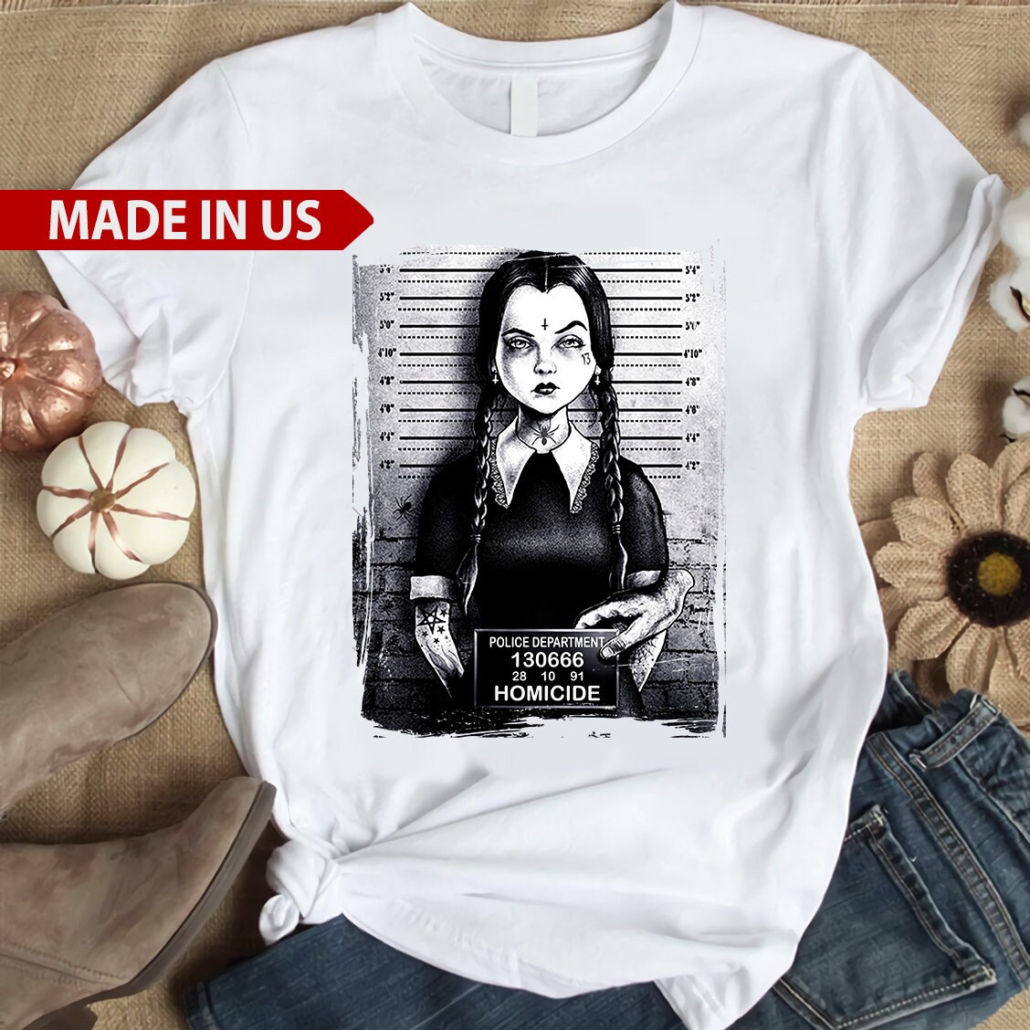 Wednesday Addams Halloween Mugshot Shirt, Addams Family Shirt ...