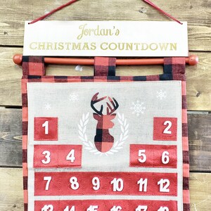 Personalized Advent Calendar Farmhouse Buffalo Plaid Deer - Etsy