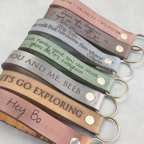 Custom Leather Keychain Personalized Leather Engraved Key - Etsy