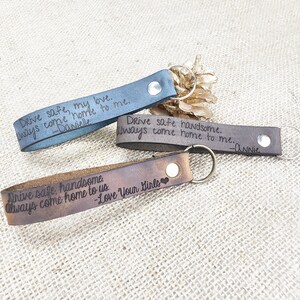 Drive Safe Keychain Personalized Leather Key Chain Custom Key | Etsy